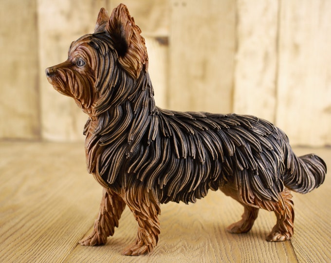 Yorkshire Terrier Statue, Pet Memorial Statue Wooden Dog Sculpture ...