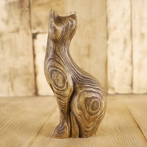 Wooden Cat Figurine - Etsy