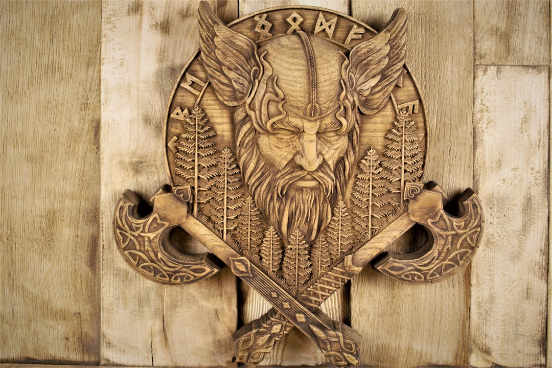 Odin Carving Panel, Odin Art Panel, Viking Wall Art, Viking Axe, Viking ...