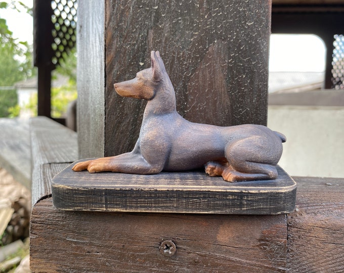 Doberman Statue Doberman Pinscher Wood Doberman Carved Doberman ...