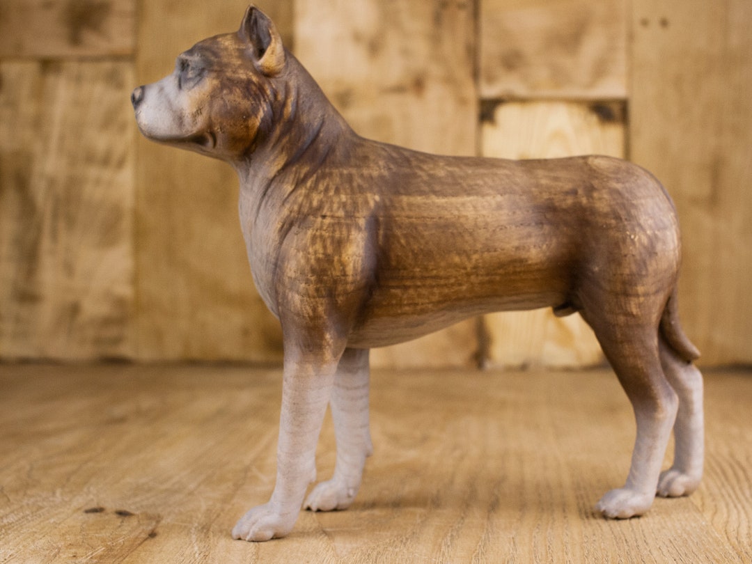 Pitbull American Pitbull Pitbull Terrier Pitbull Statue Wood Animal ...