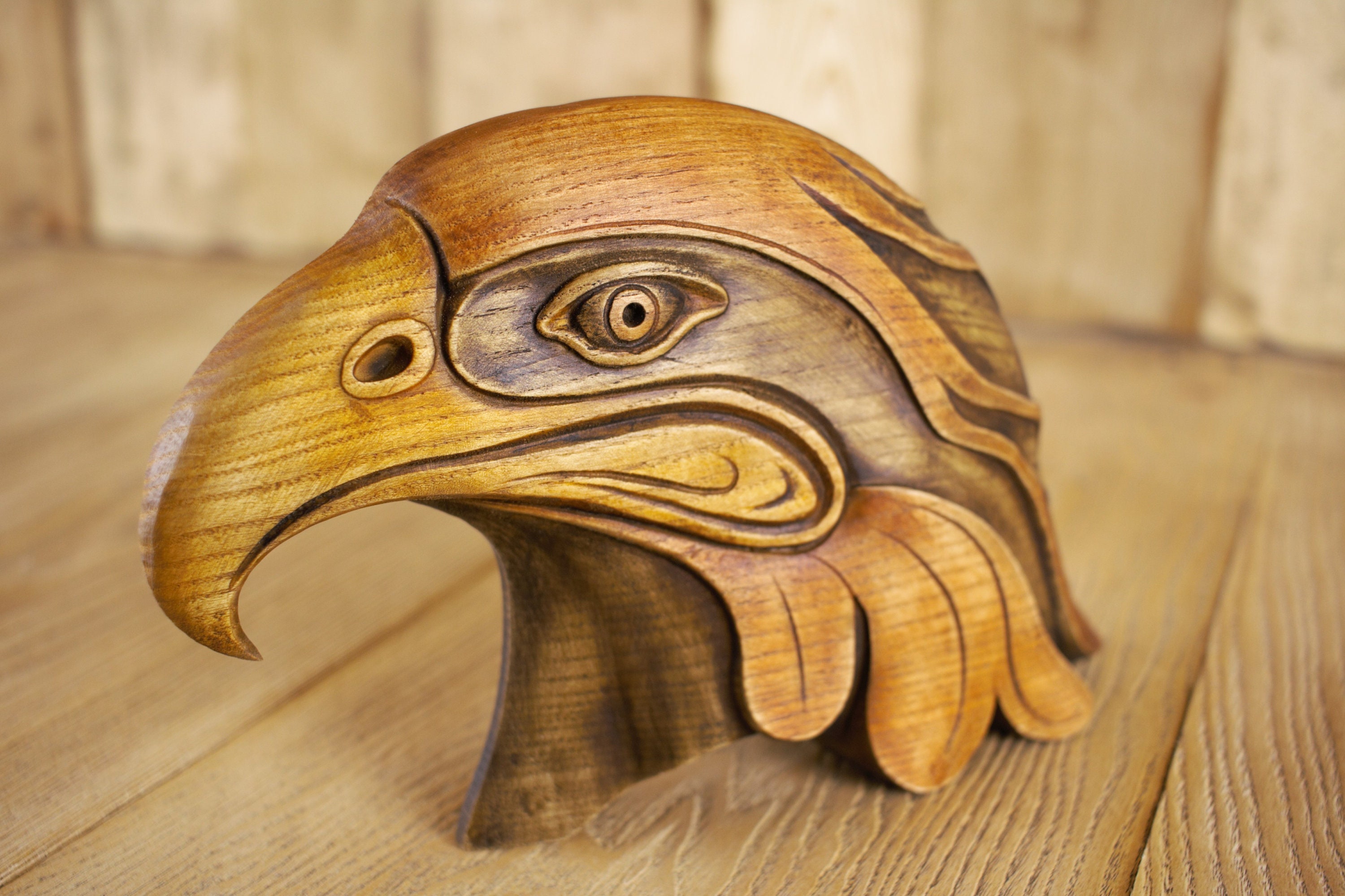 Handcrafted Eagle Head Wooden Eagle Sculpture Eagle Collectible Carved ...