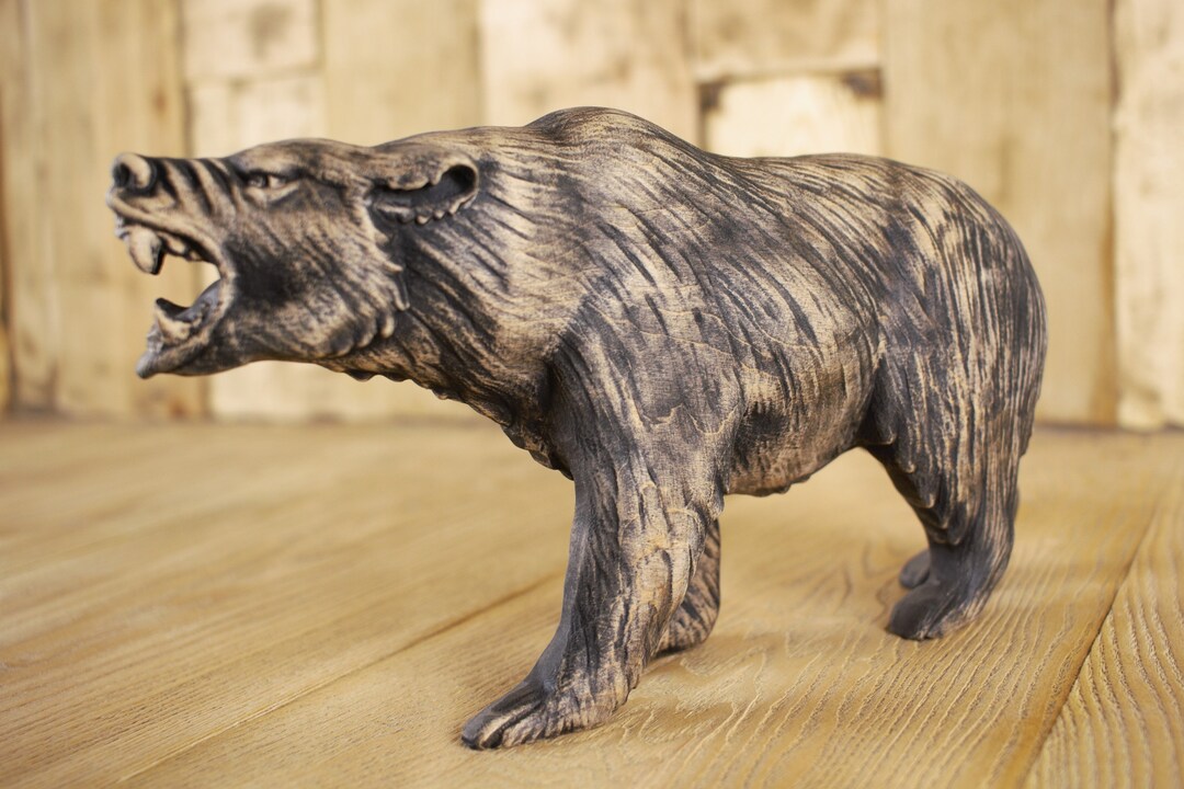 Black Bear, Hand-carved Bear Wooden Bear Sculpture Collectible Bear ...