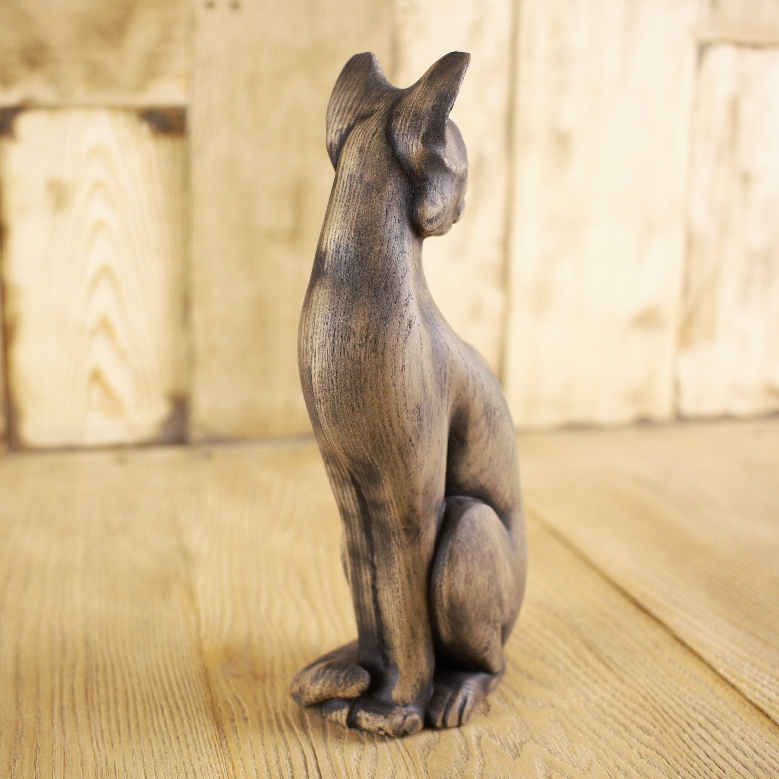 Black Cat Figure Cat Statue Handcrafted Wooden Cat Wooden - Etsy