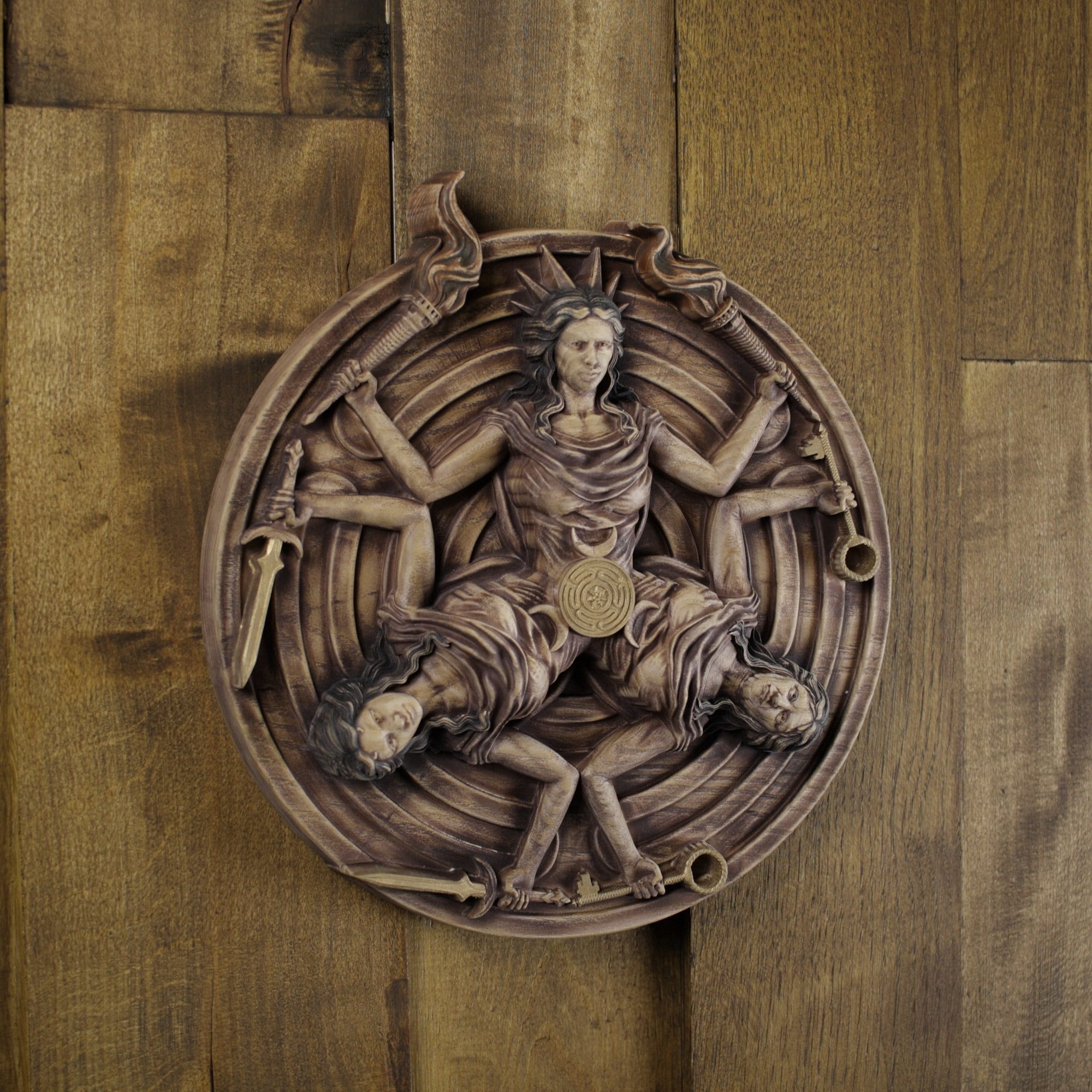 Hekate, Hecate Wooden Wall Art Hecate Statue Triple Goddess Wooden ...