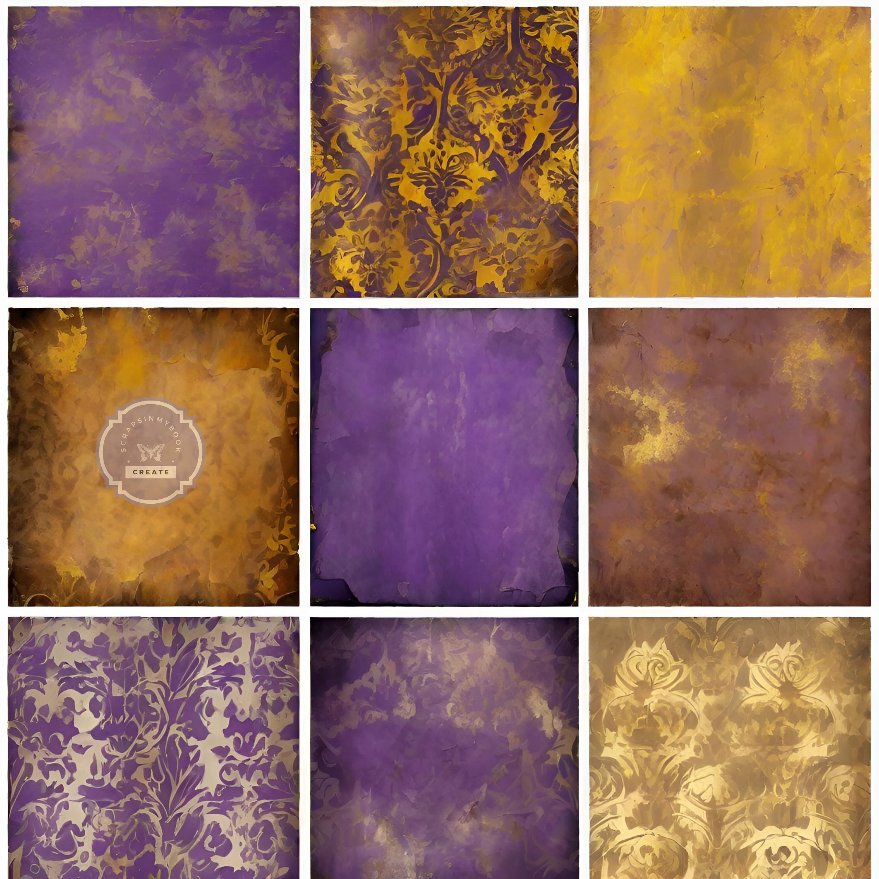 Digital Paper 9 Designs SIMB Purple Yellow Background Paper Collection ...