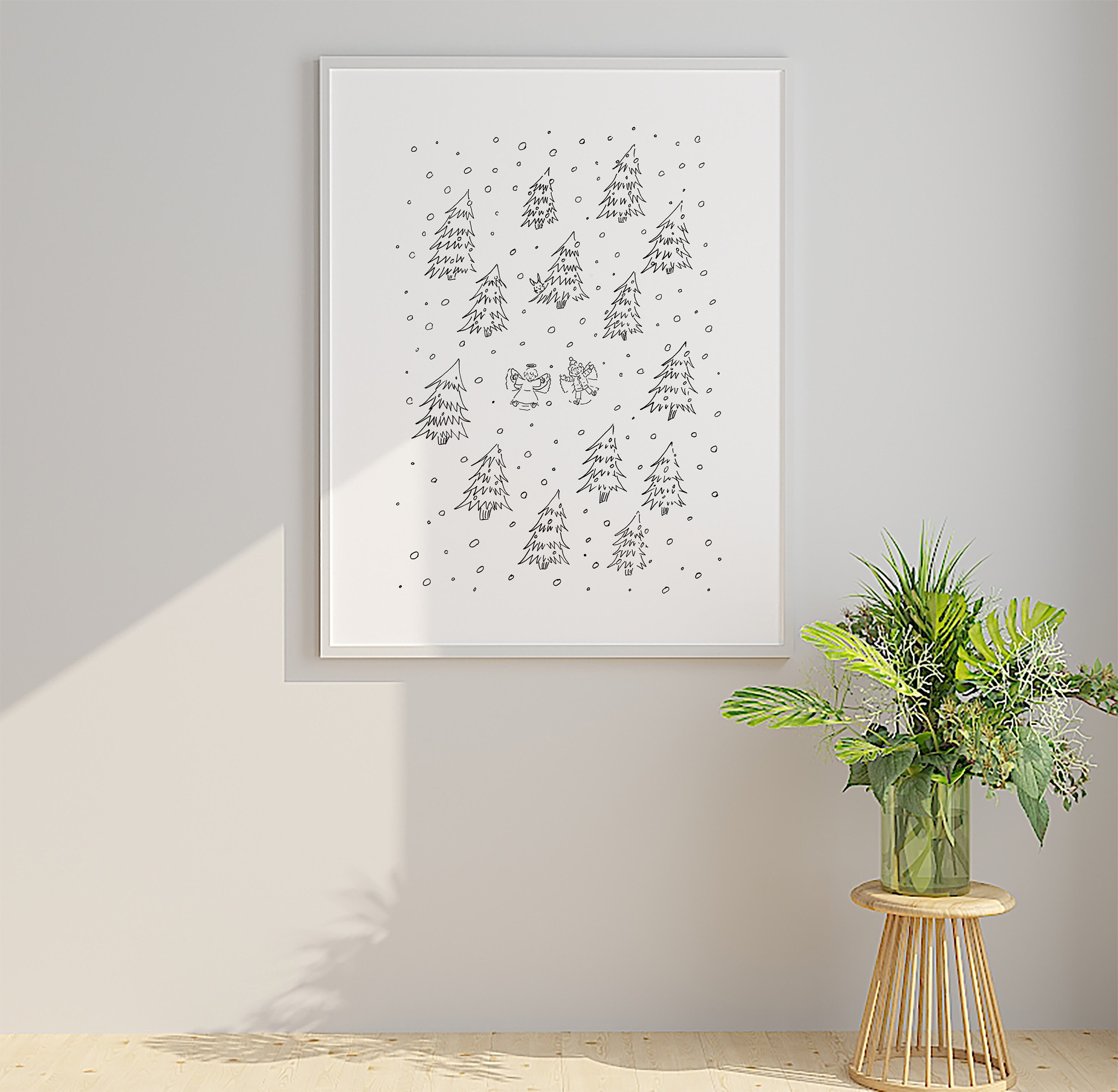 Winter Illustrations, Winter Forest Print, Angel Printable Wall Art ...