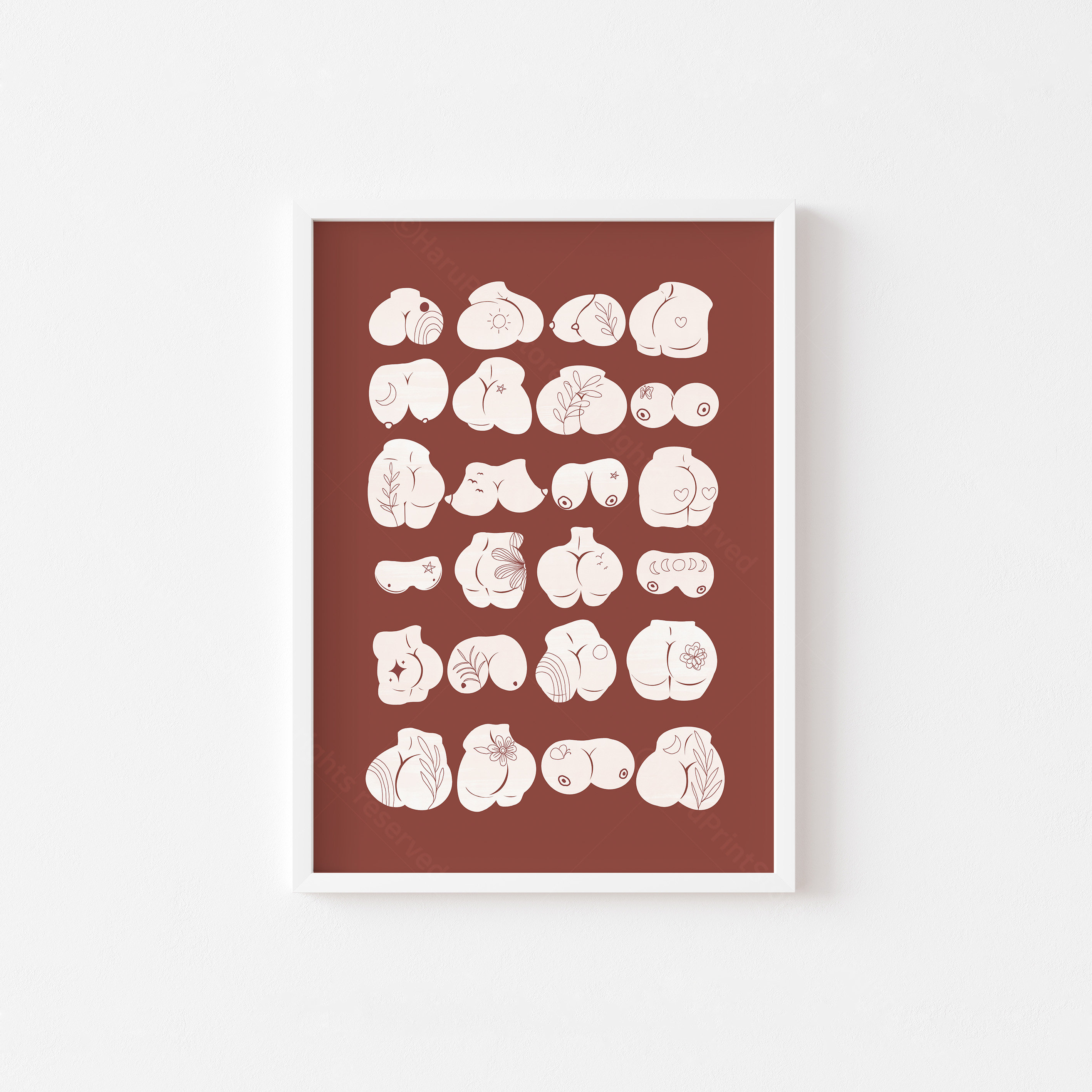 Nice Bum Body Positive Art Print Butts Wall Art Body Positive Bum And