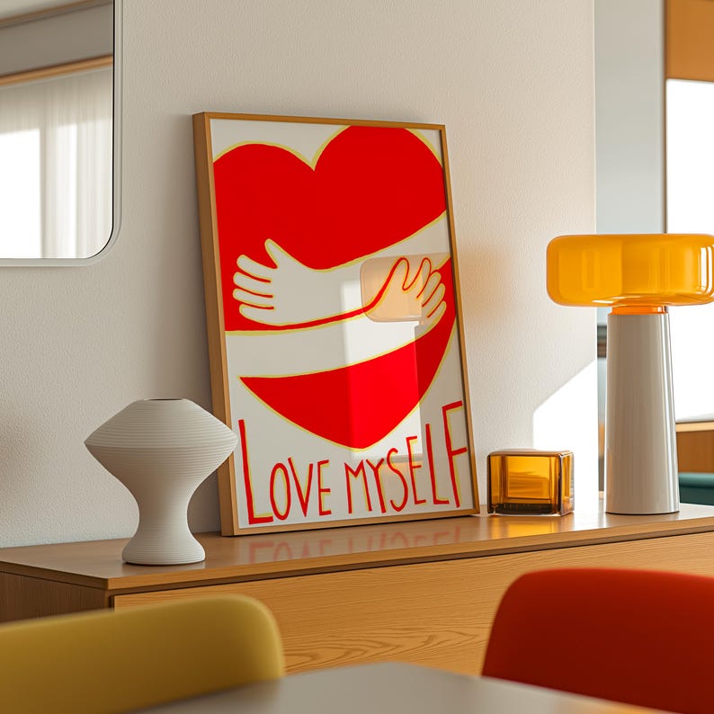 Positive Affirmation Heart Print: Inspirational Self-care Art (digital ...