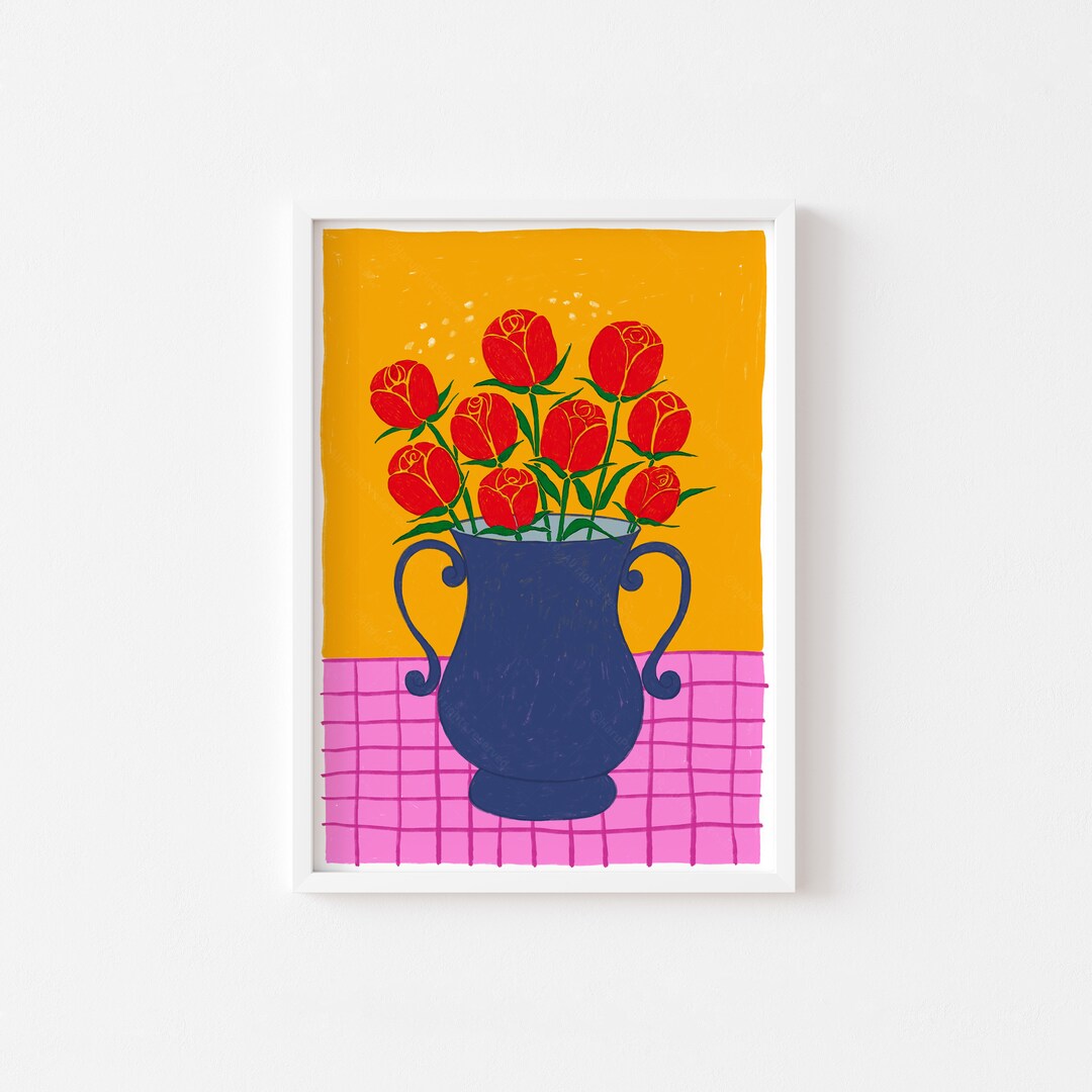 Flower Vase Printable, Digital Download, Cute Floral Poster, Vase and ...