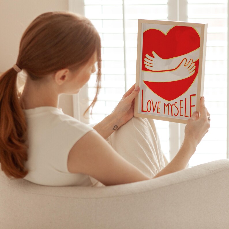Positive Affirmation Heart Print: Inspirational Self-care Art (digital ...