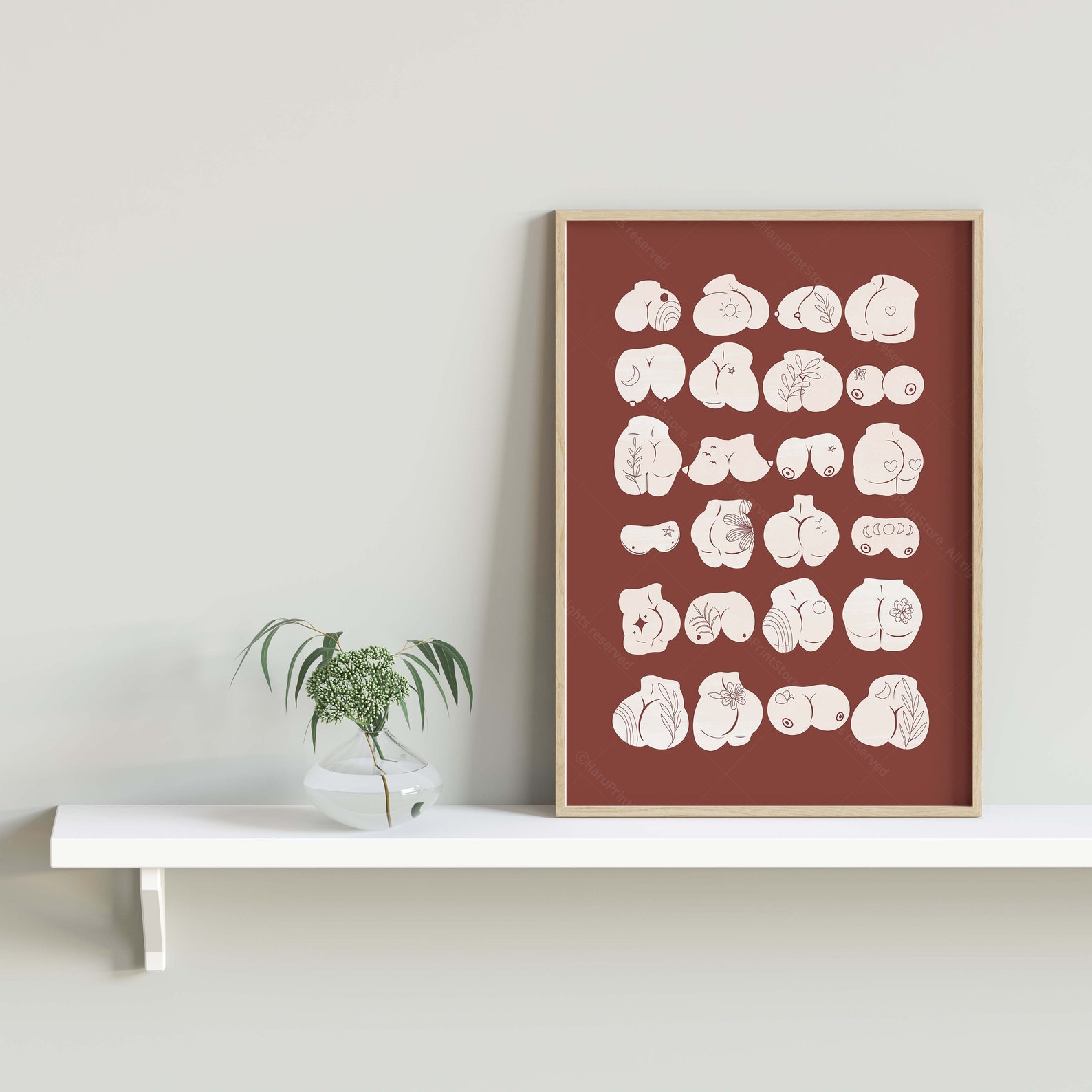 Nice Bum Body Positive Art Print,butts Wall Art,body Positive Bum and ...