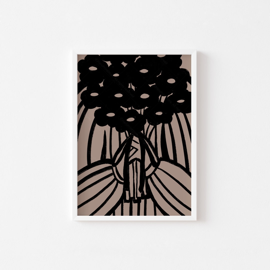 Abstract Flower Art Print, Abstract People Art, Minimal Art, Modern ...