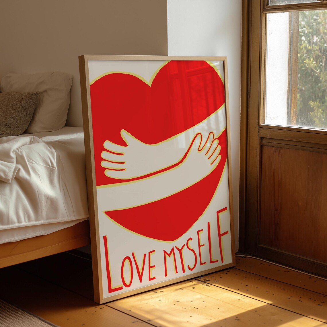 Positive Affirmation Heart Print: Inspirational Self-care Art (digital ...