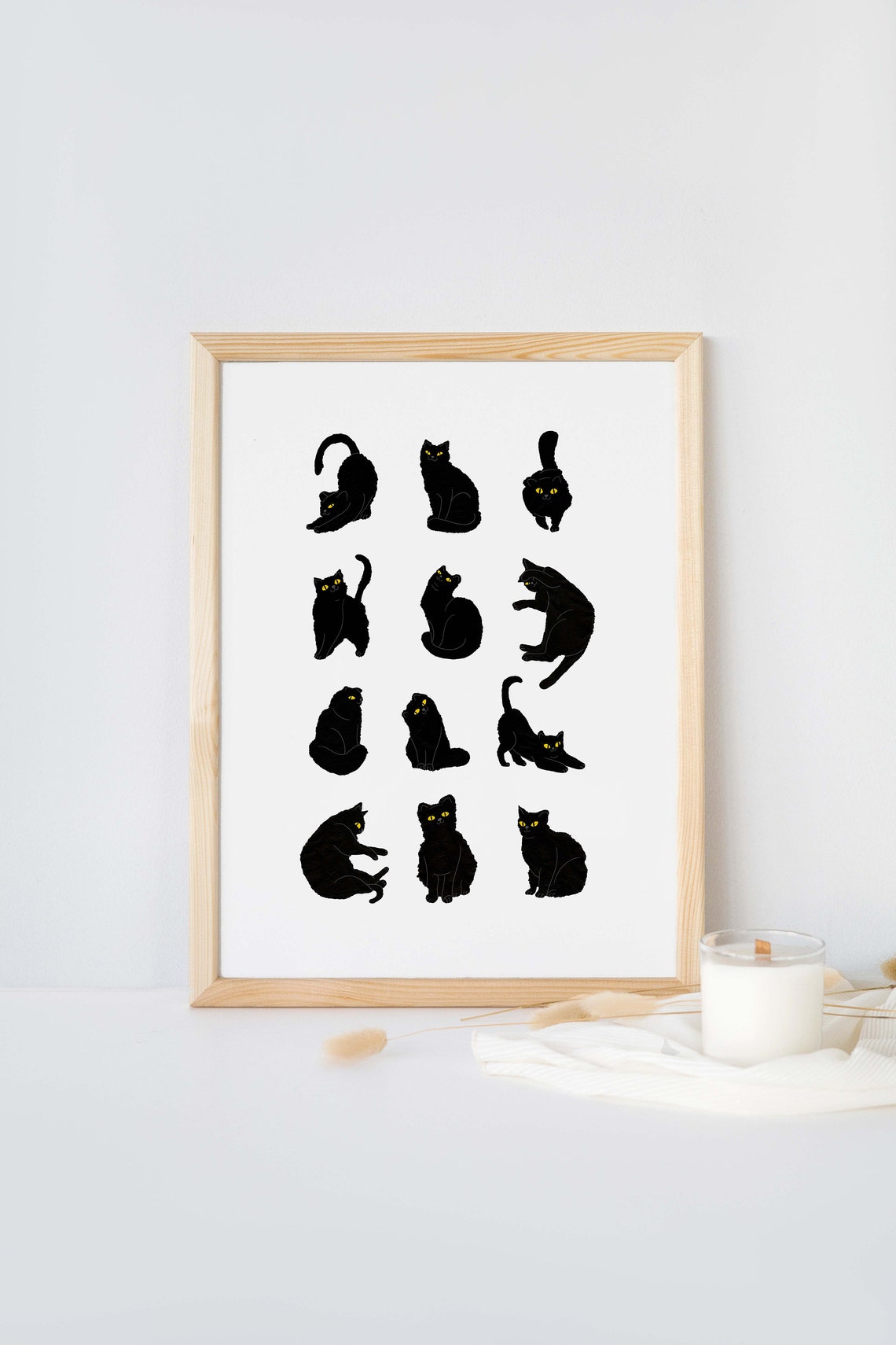 Printable Black Cat Wall Art Minimal Cat Wall Artcat Digital - Etsy