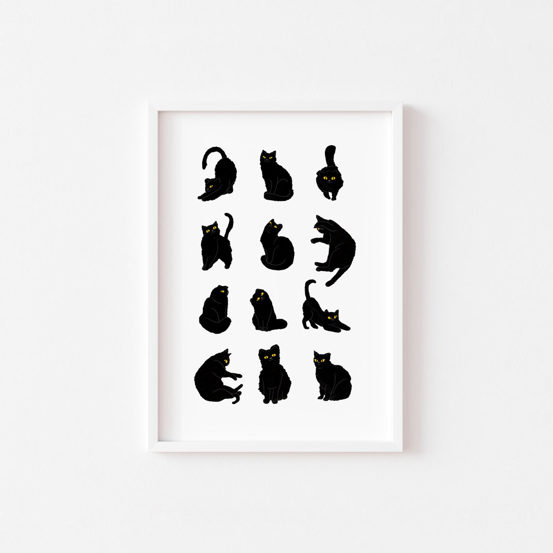 Printable Black Cat Wall Art Minimal Cat Wall Artcat Digital Etsy