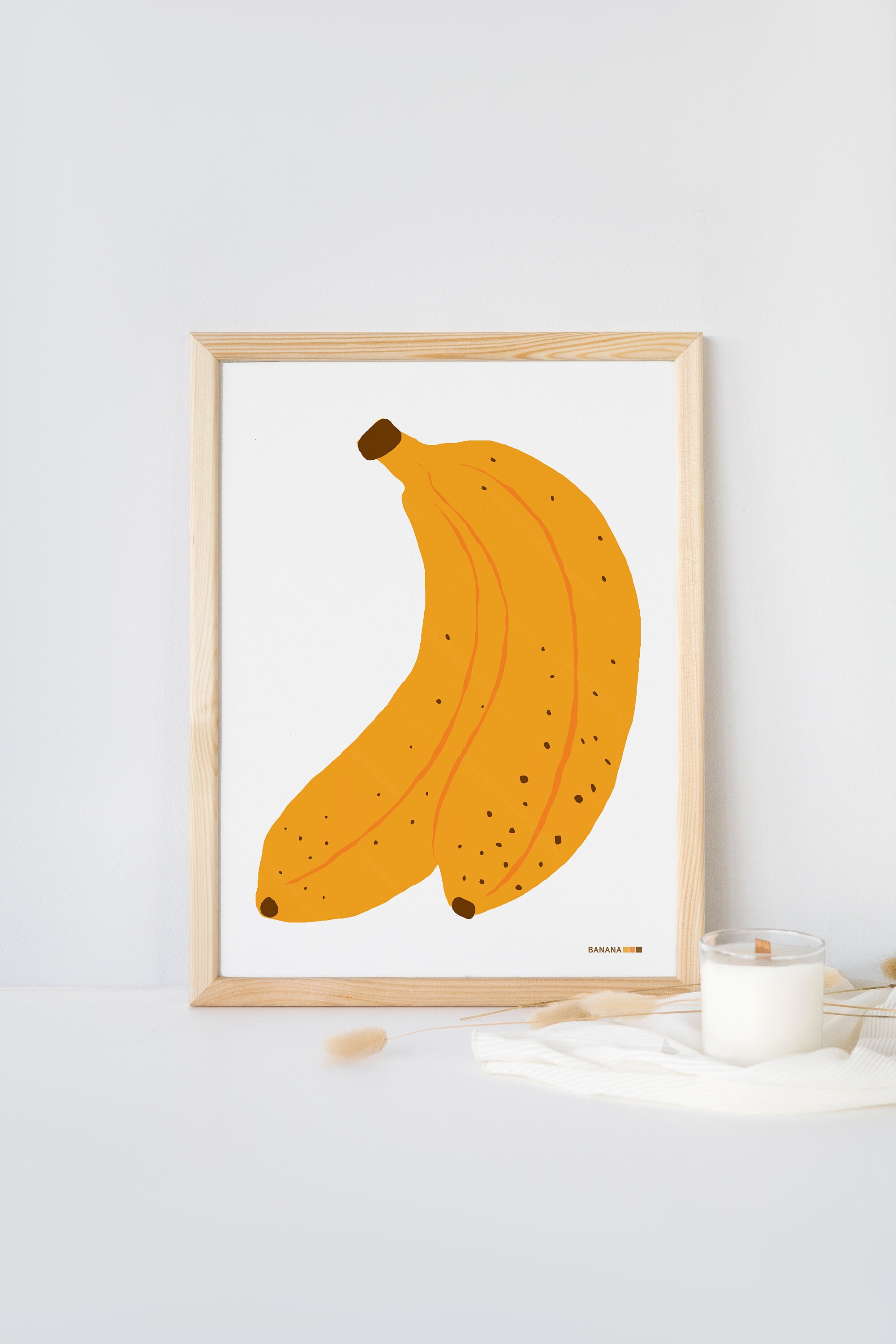 Banana Poster for Kitchen, Instant Download, Banana Wall Art, Banana ...