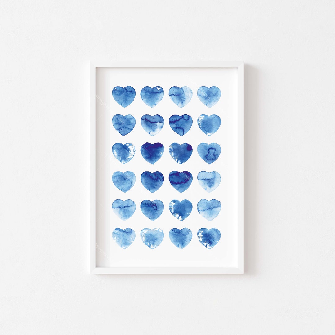 Blue Wall Art, Abstract Art Print, Printable Wall Art, Blue Watercolor ...