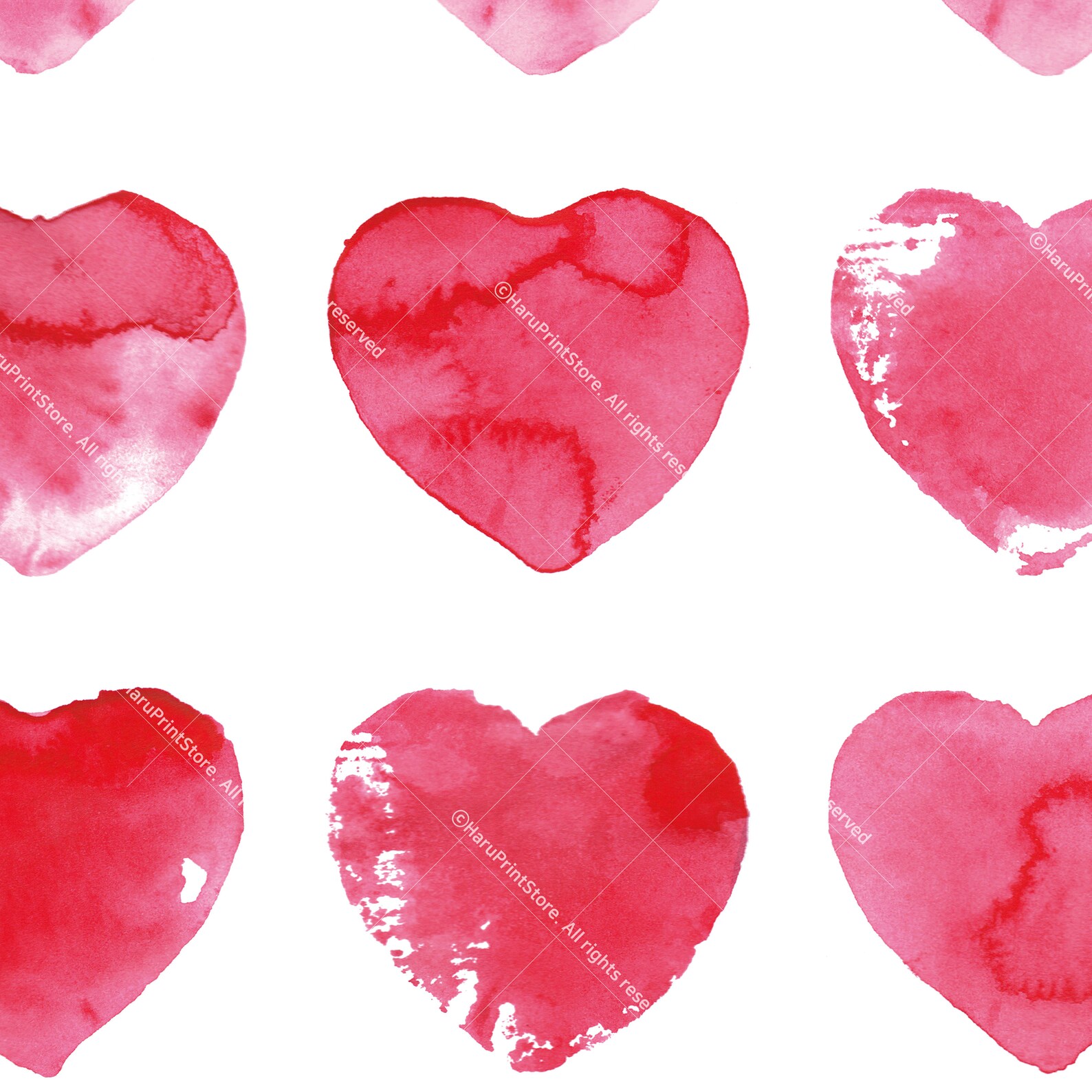 Heart Print, Abstract Art Print, Printable Wall Art, Red Watercolor ...