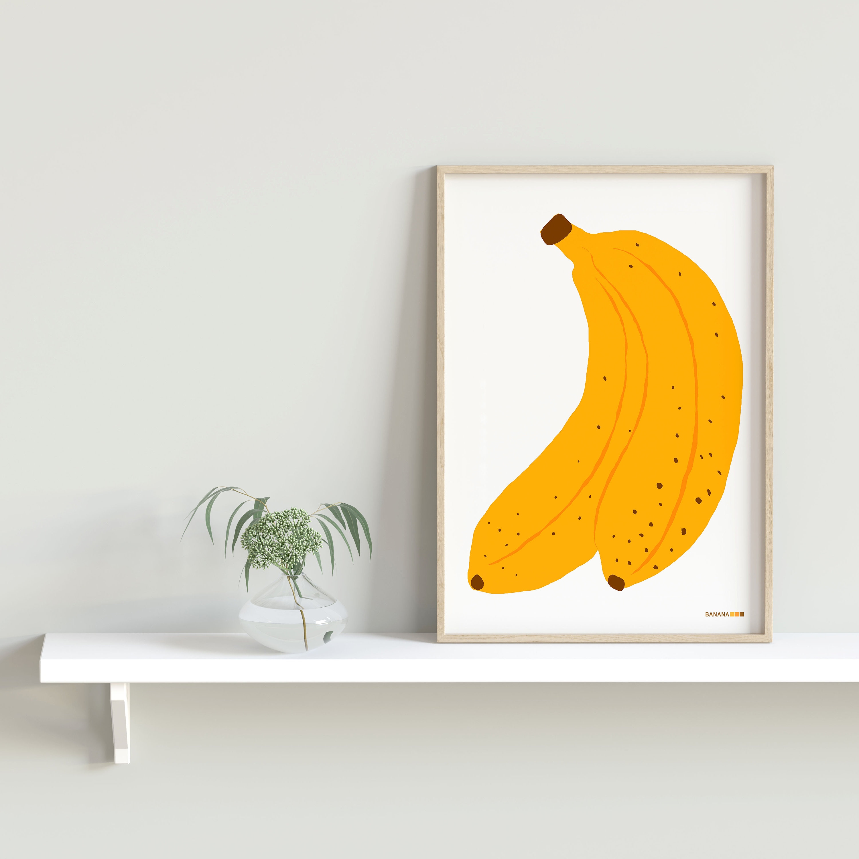 Banana Poster for Kitchen, Instant Download, Banana Wall Art, Banana ...