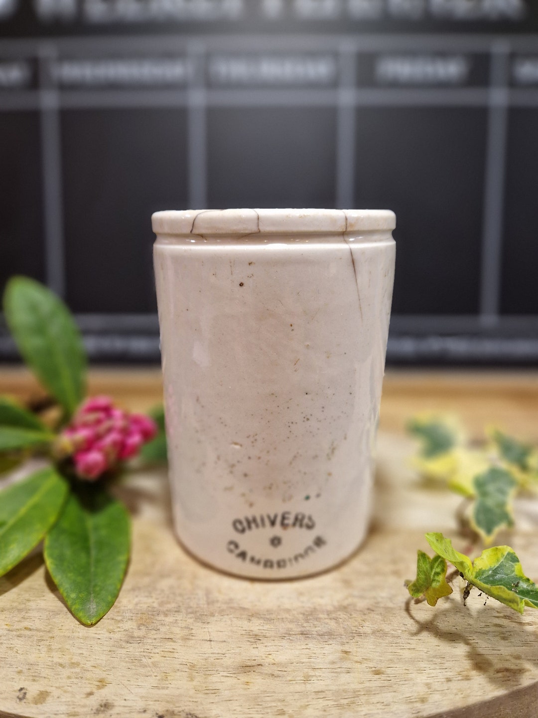 Vintage English Jam Pot off White Ironstone Chives Cambridge 1lb Tall ...