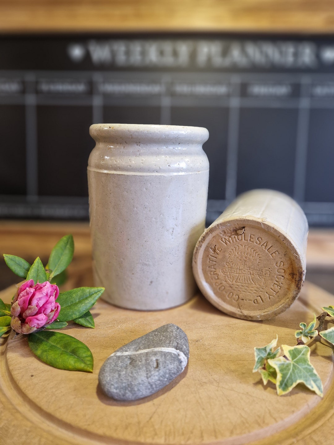 Vintage Pair 1900 English Ironstone Pots off White 2lb Marmalade Jar ...