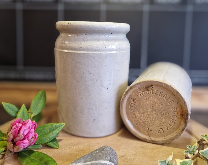 Vintage Pair 1900 English Ironstone Pots off White 2lb Marmalade Jar ...