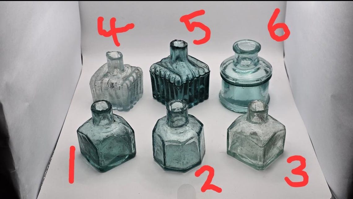 Victorian Ink Pot | 1890's | Glass Inkwell | Antique Writing Pen Pot ...
