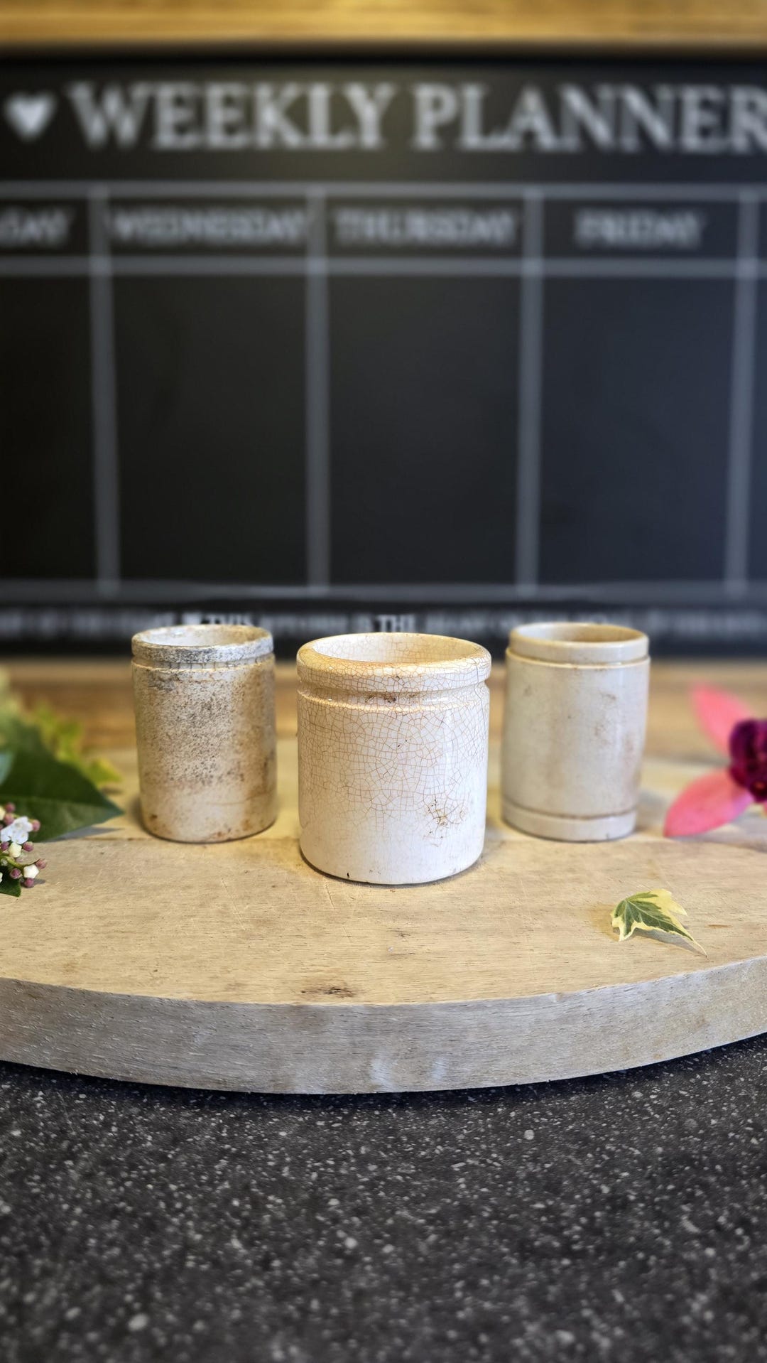 Vintage Trio 1900 English Ironstone Pots off White Oinment Marmalade ...