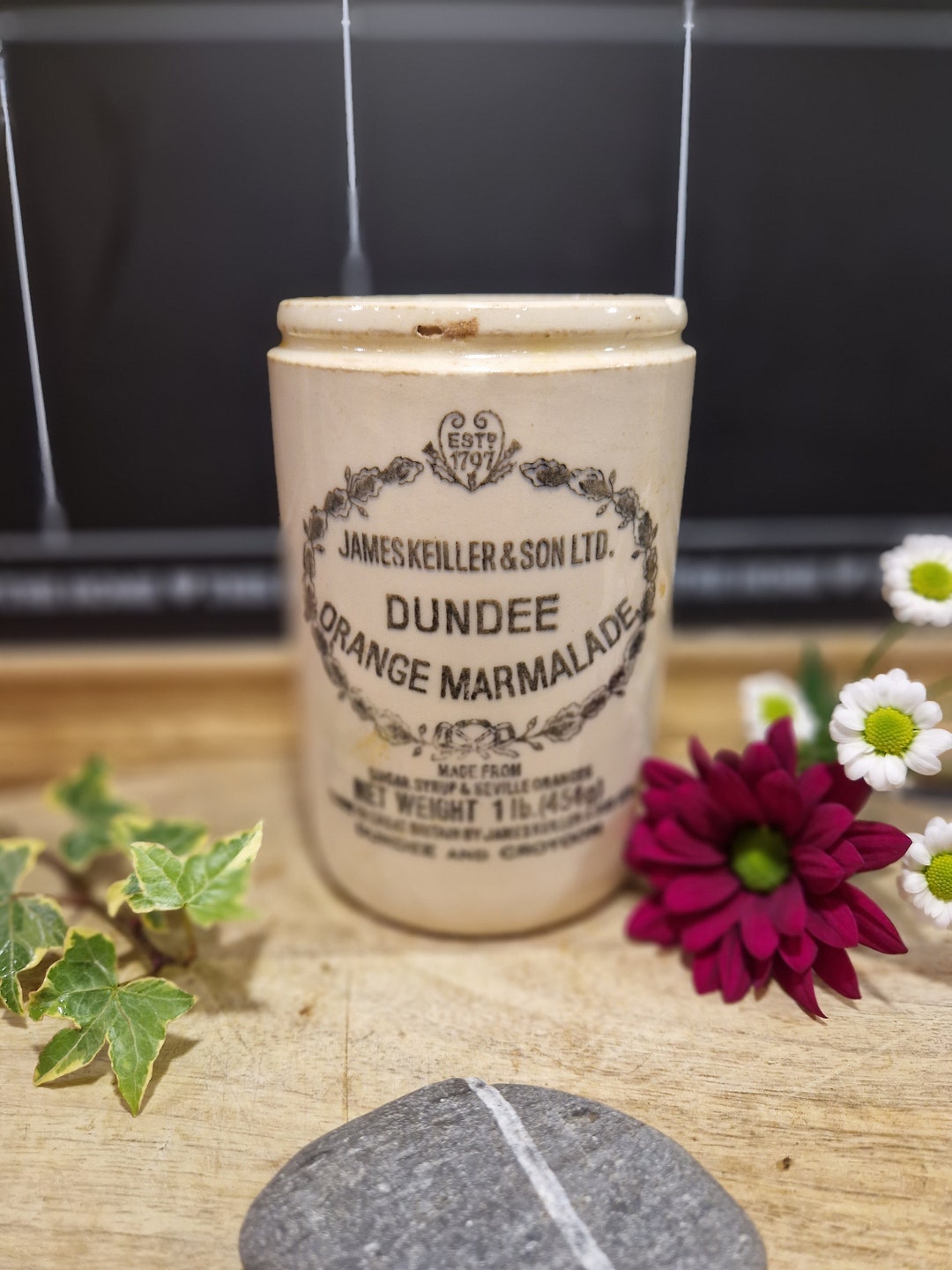 Vintage Stoneware Jam Pot Ironstone Dundee 1lb Marmalade Tall Orange ...