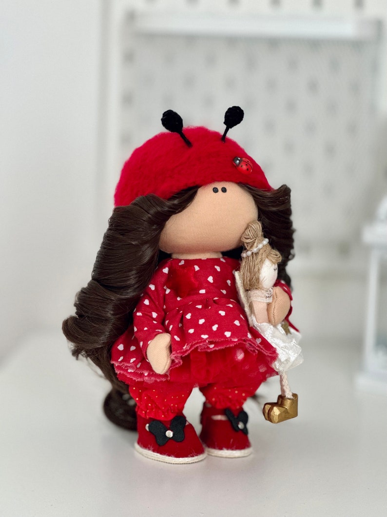 Handmade Textile Red Bug Tilda Doll: Nursery Decor Art Doll - Etsy