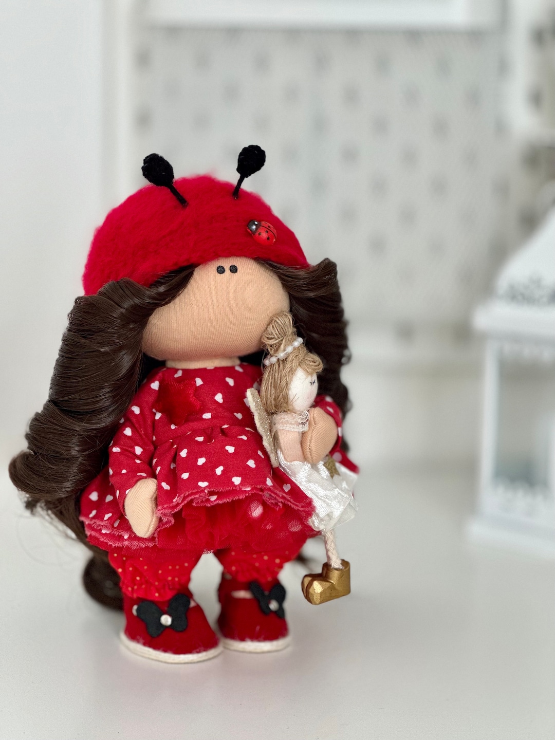 Handmade Textile Red Bug Tilda Doll: Nursery Decor Art Doll - Etsy