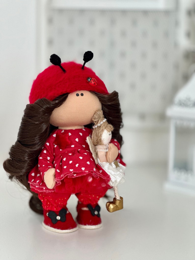 Handmade Textile Red Bug Tilda Doll: Nursery Decor Art Doll - Etsy