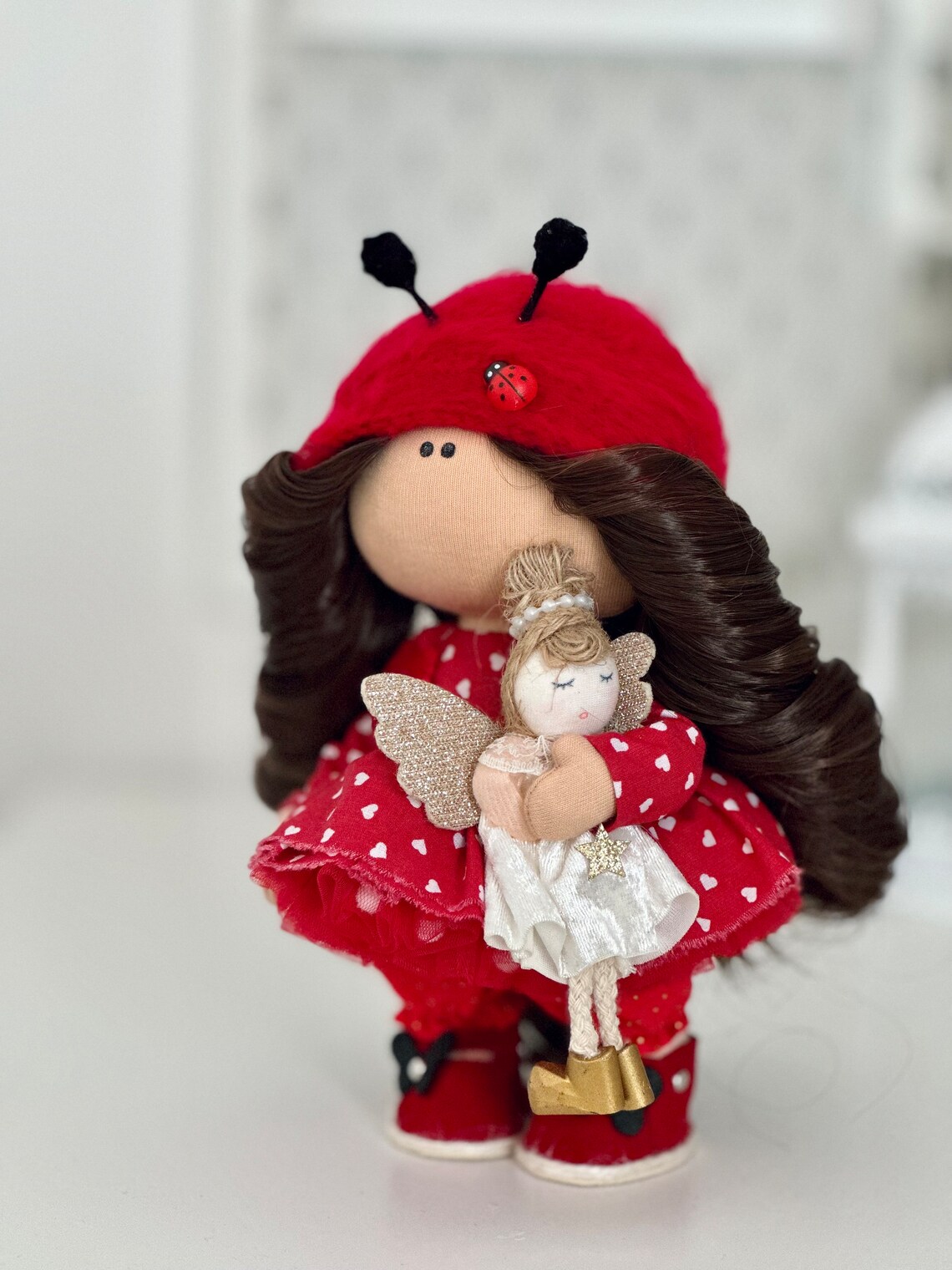 Handmade Textile Red Bug Tilda Doll: Nursery Decor Art Doll - Etsy