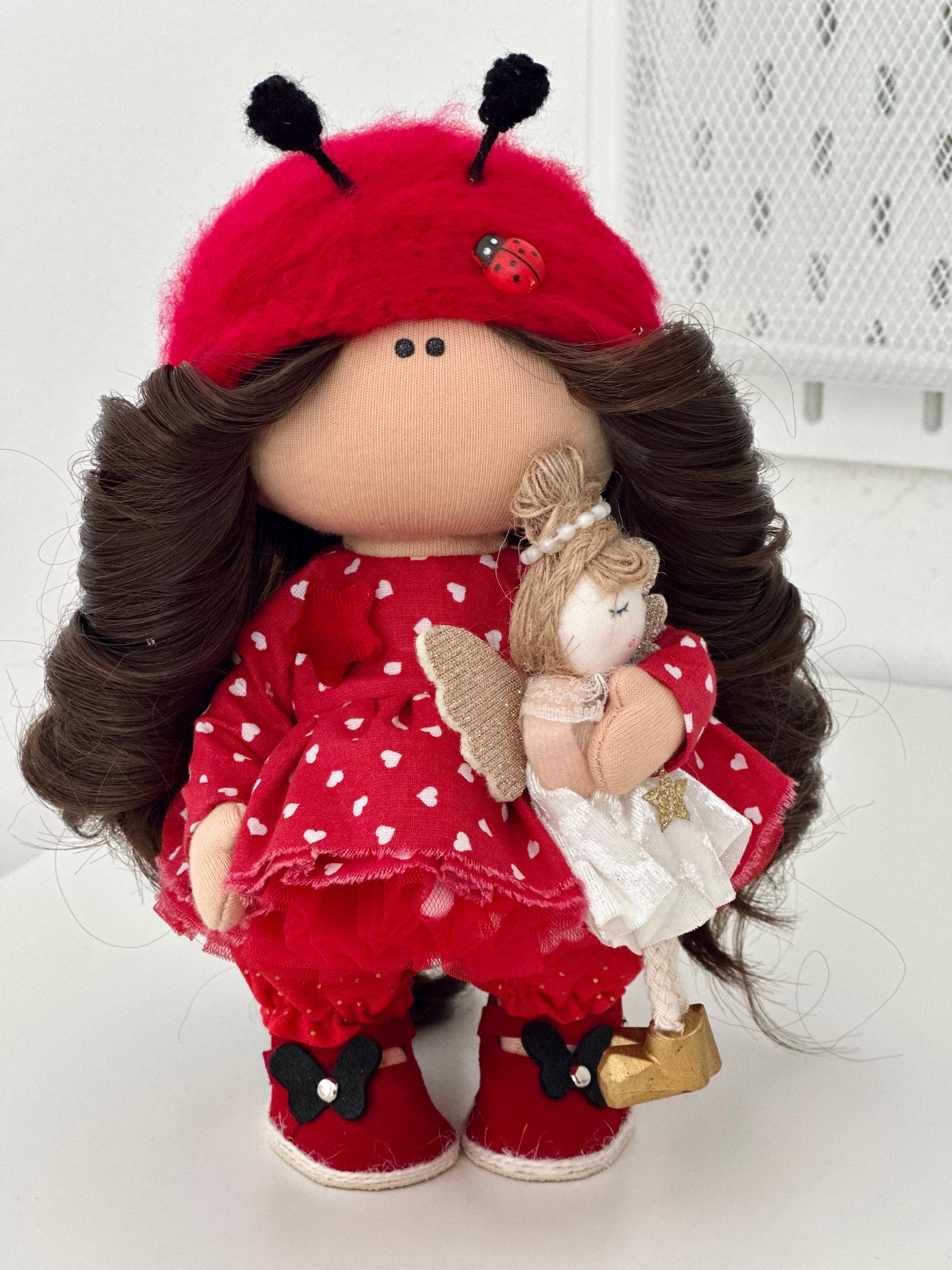 Handmade Textile Red Bug Tilda Doll: Nursery Decor Art Doll - Etsy