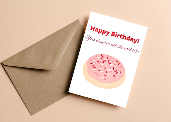 Birthday Card Happy Birthday Cards Cookies Birthday Card - Etsy