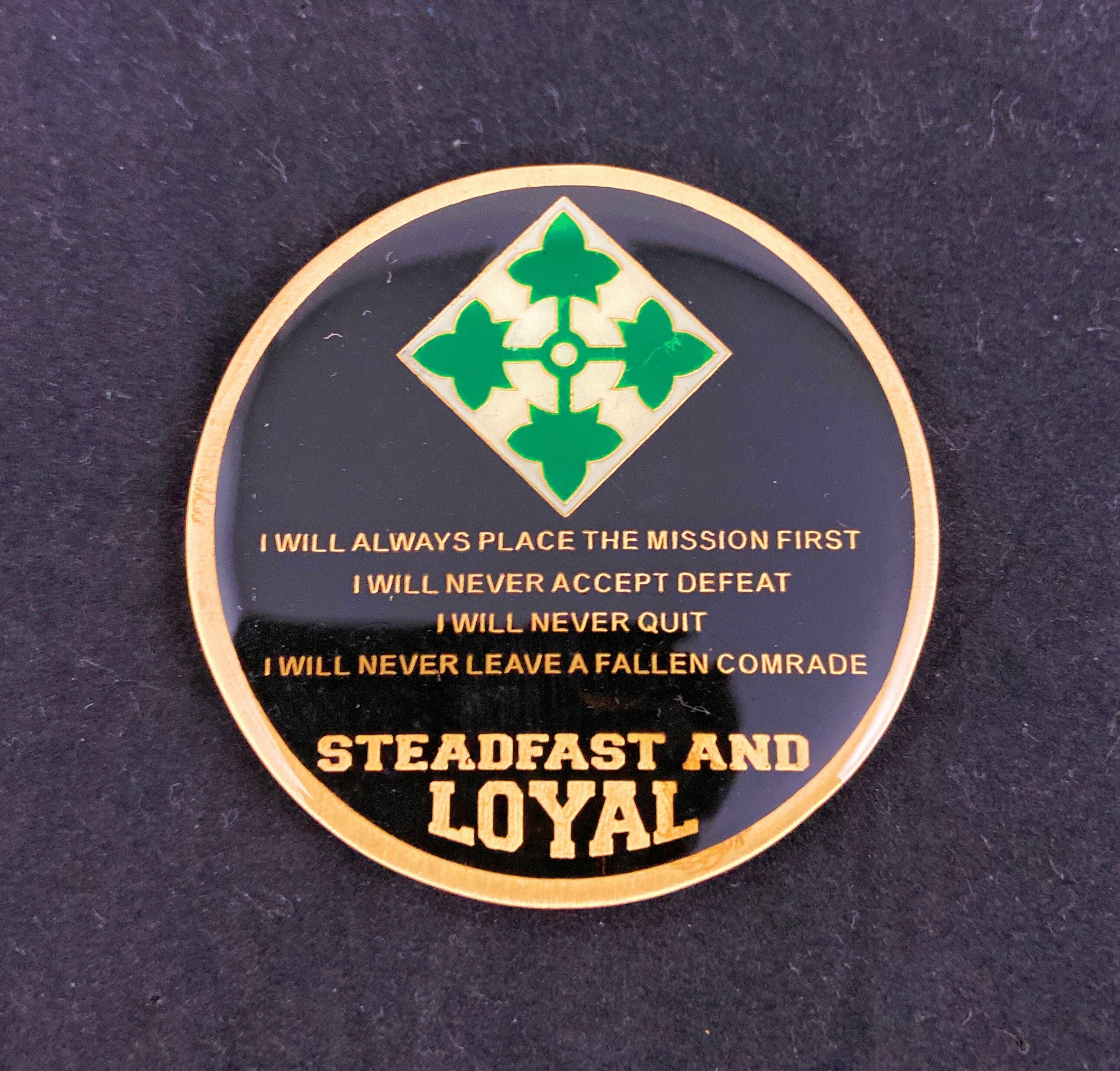 US Army 4th Infantry Division Memorial Challenge Coin, Military Veteran ...