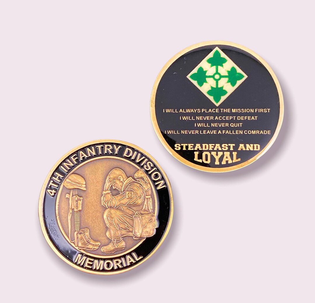 US Army 4th Infantry Division Memorial Challenge Coin, Military Veteran ...