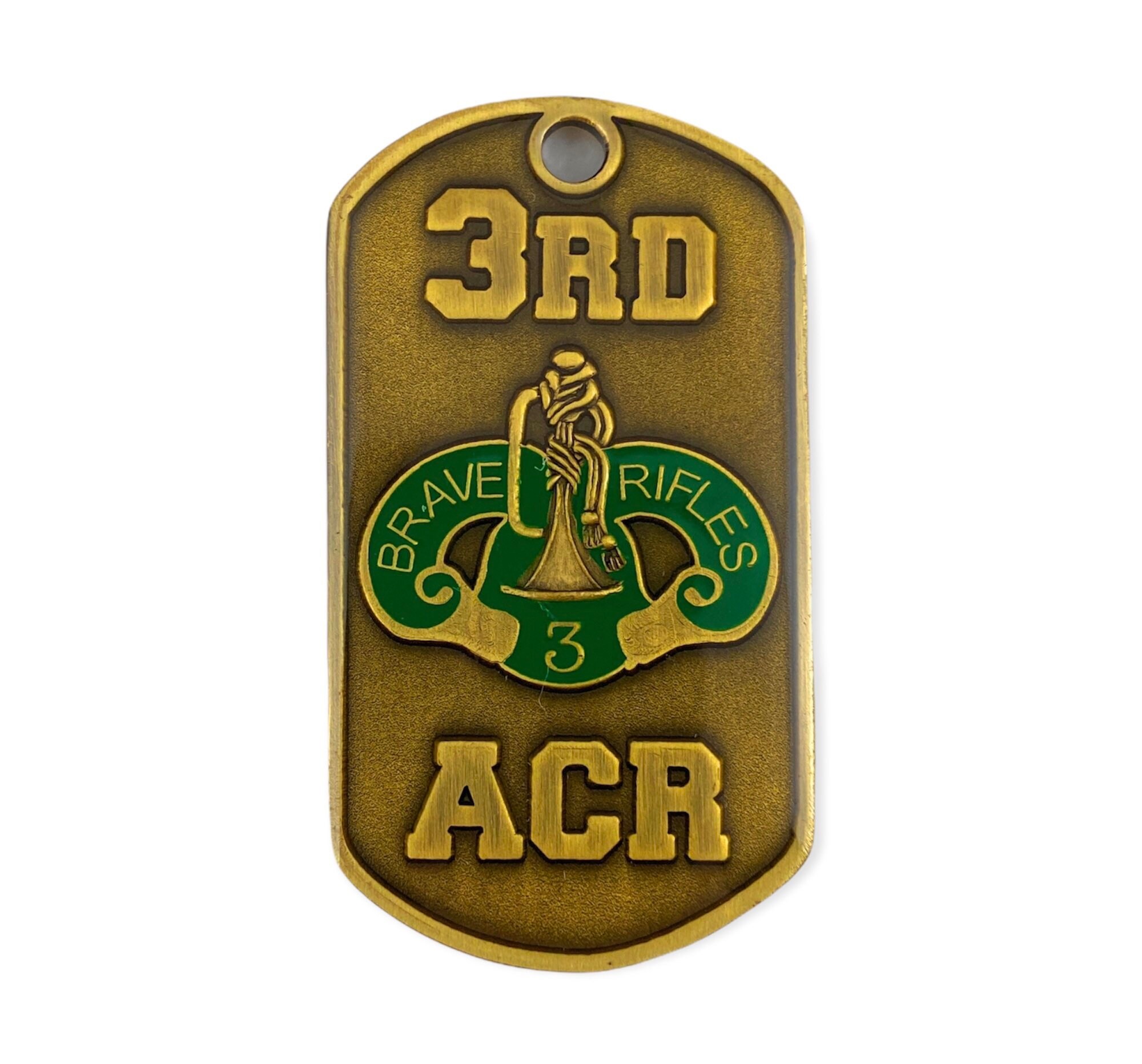 US Army 3rd Cavalry ACR Brave Rifles Challenge Coin, Dog Tag Necklace ...