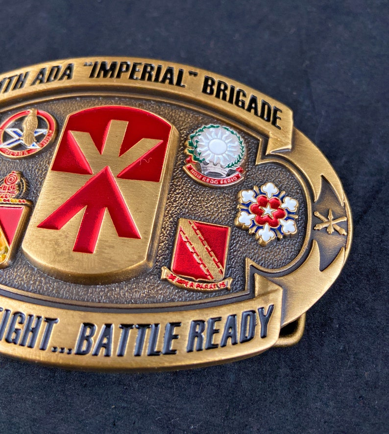 US Army 11th ADA Air Defense Artillery Brigade Insignia DUI Brass Belt ...