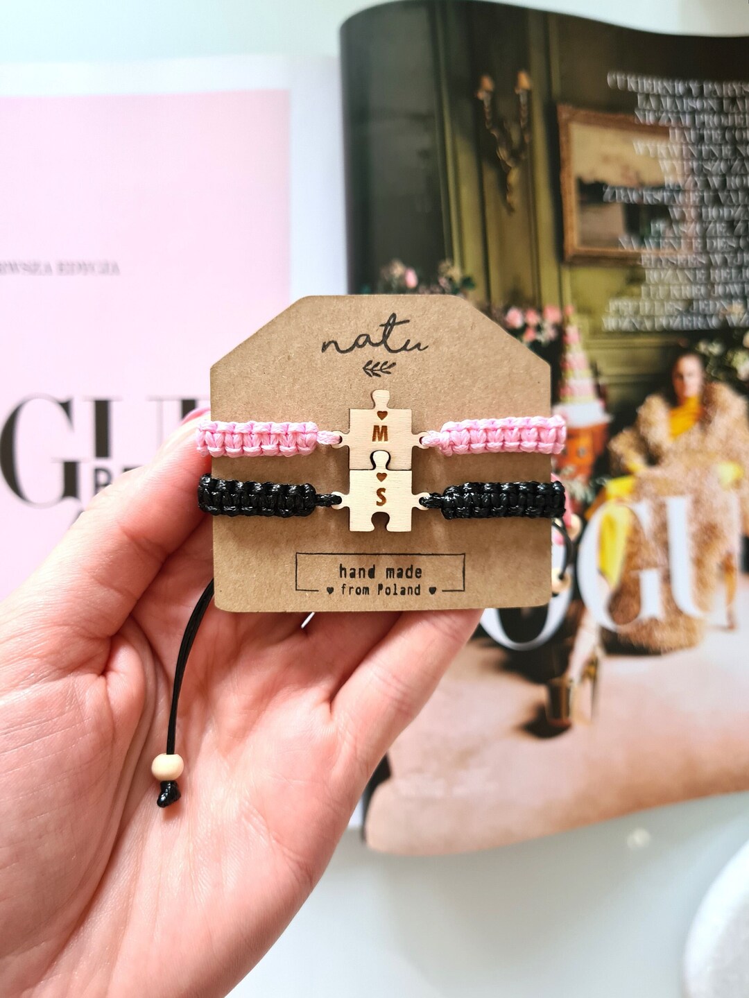 Set of 2 Bracelets for Couple or Friends, Couple Bracelets, Puzzle Wood ...