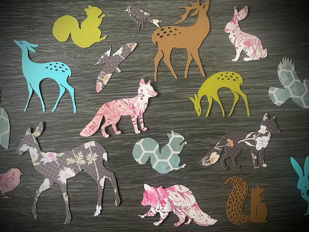 Woodland Animals Silhouettes Die Cuts Mixed Pack of 30 Paper Patterned ...