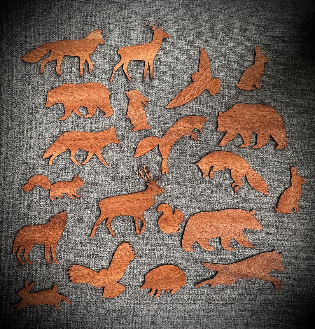 Wood Veneer Animal Stickers Set of 20 Stickers Great for Cardmaking or ...