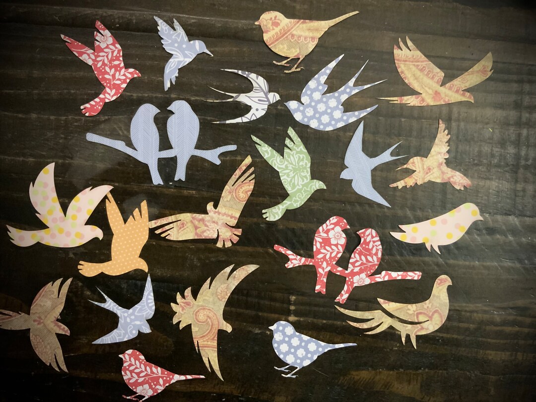 Bird Silhouettes Die Cuts Mixed Pack of 30 Paper Patterned and Solid ...
