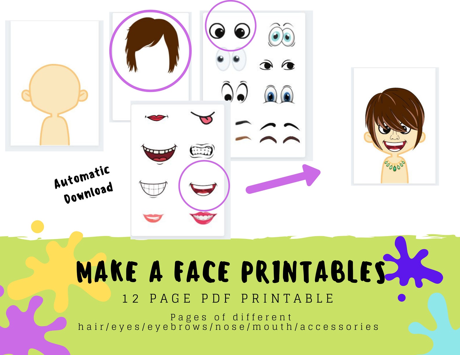 Make a Face Printable - Etsy