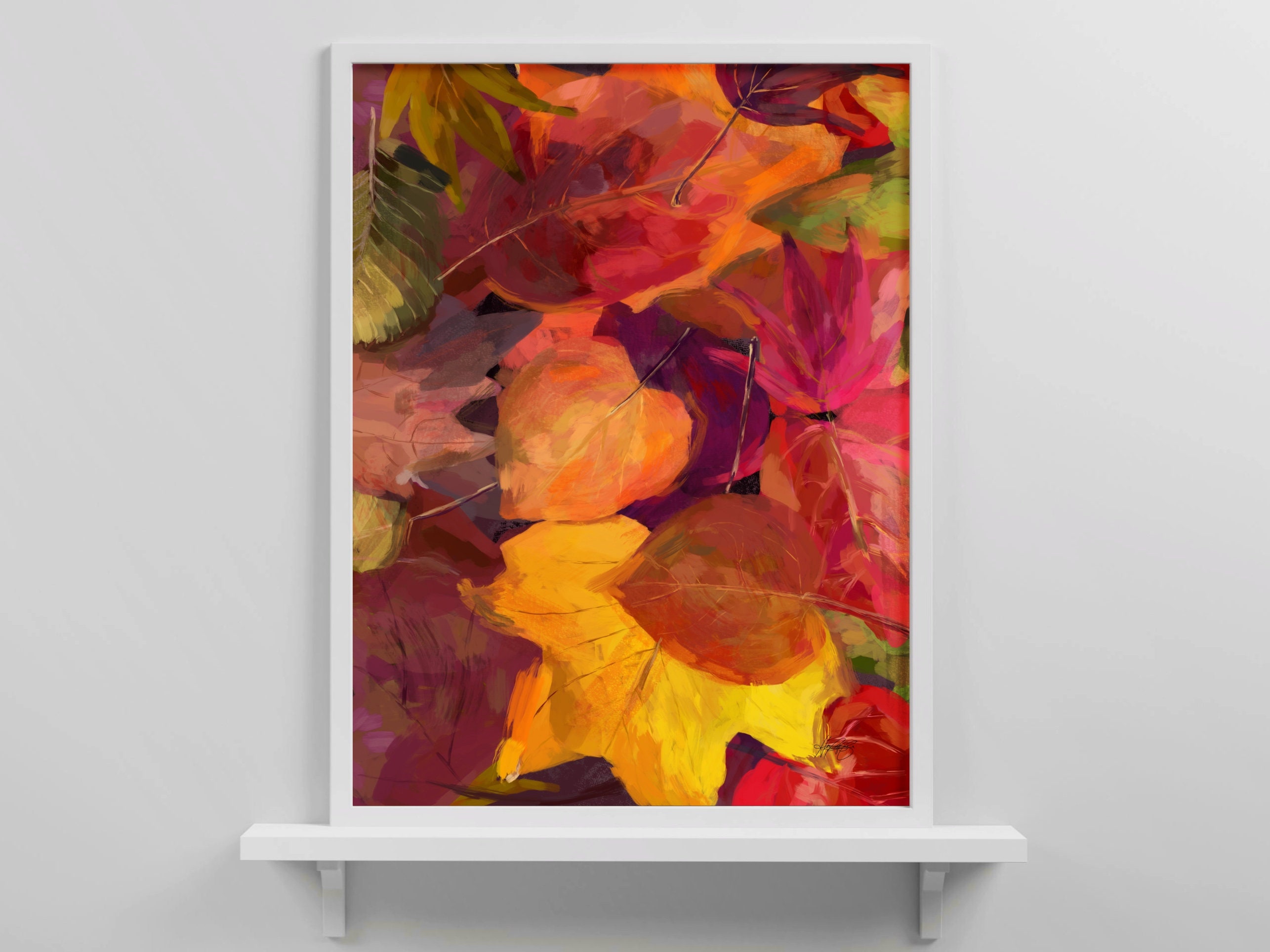 DIGITAL DOWNLOAD: Fallen Leaves Painting, Colorful Leaves, Fall Home ...