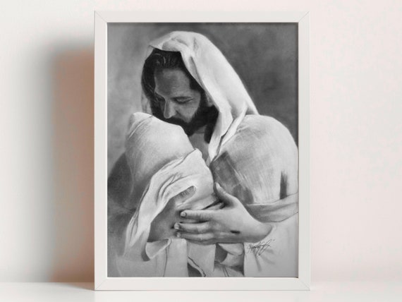 Jesus and Twins Drawing of Jesus Christ Miscarriage Christ - Etsy