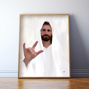Love of Christ Painting, Jesus Loves You, Jesus Doing I Love You Sign ...