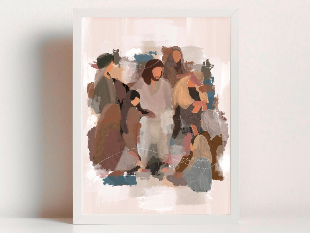 Christ and the Children Modern LDS Art Print, Minimalist Home Decor ...