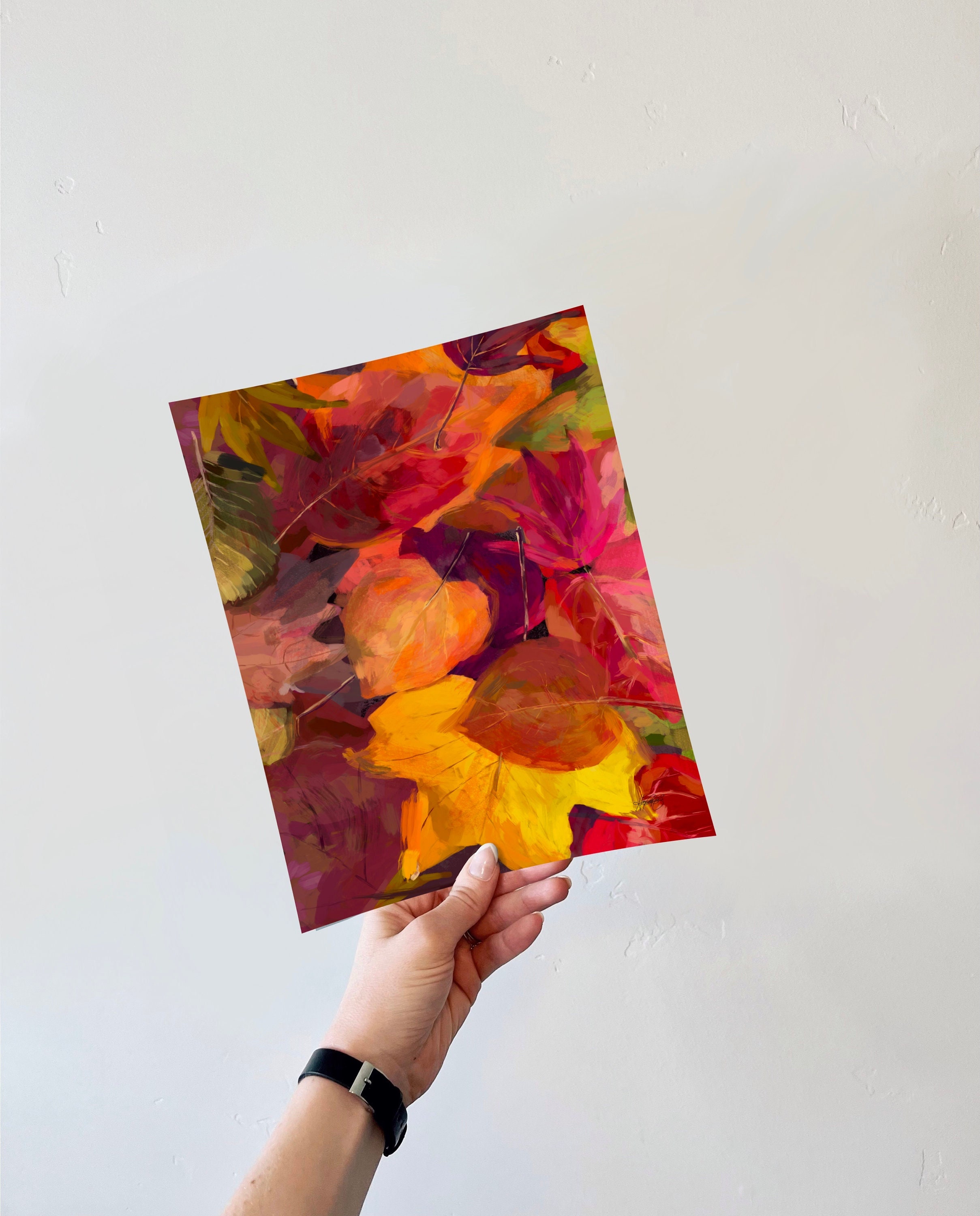 DIGITAL DOWNLOAD: Fallen Leaves Painting, Colorful Leaves, Fall Home ...